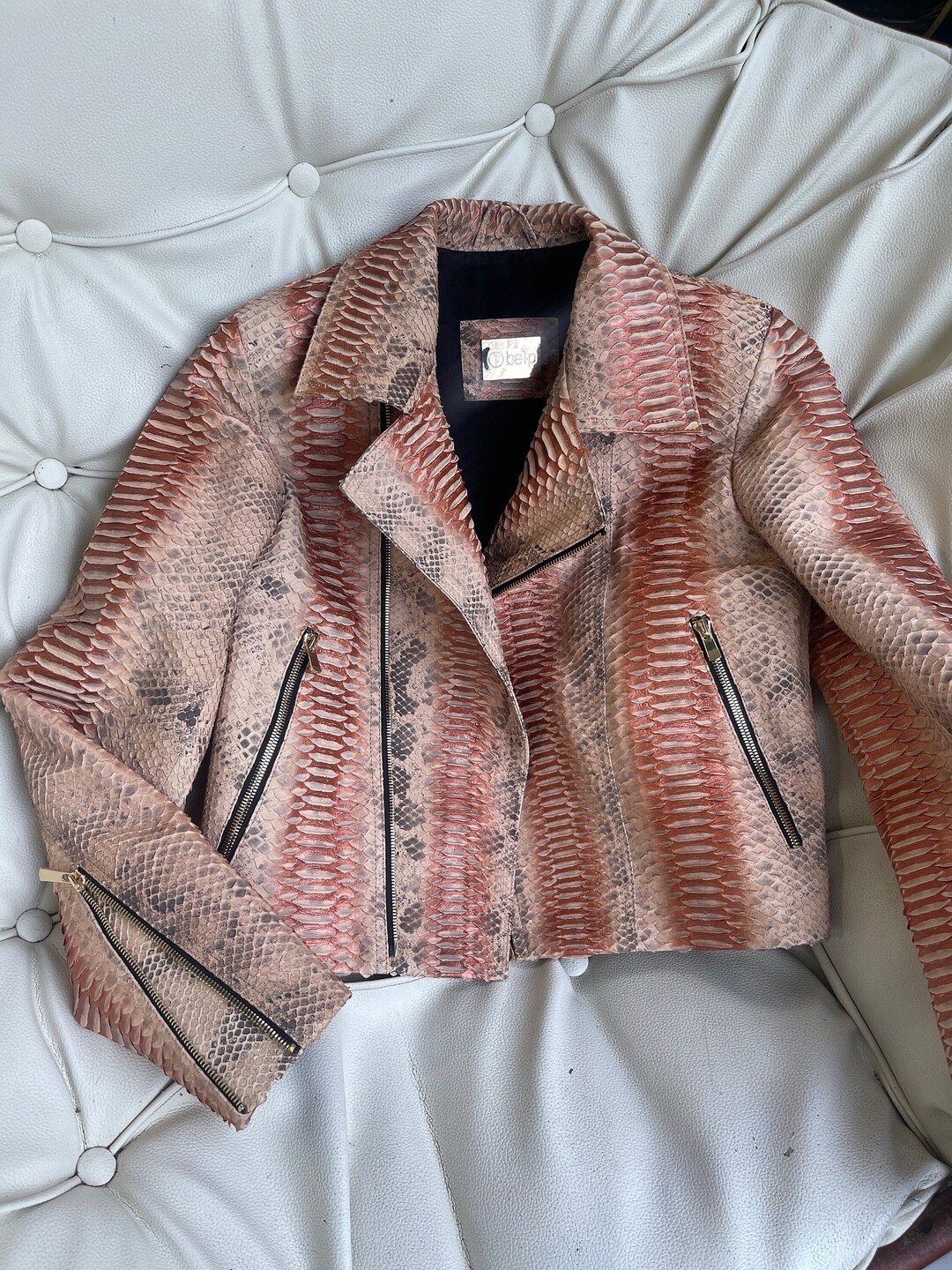 Snakeskin Custom Jacket Bronze Python Biker Jacket - Etsy