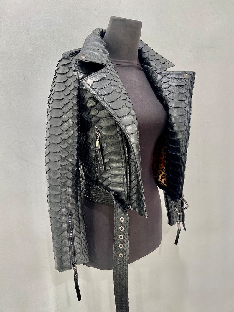 Custom Python Leather Jacket Womans Biker Snakeskin Jacket - Etsy