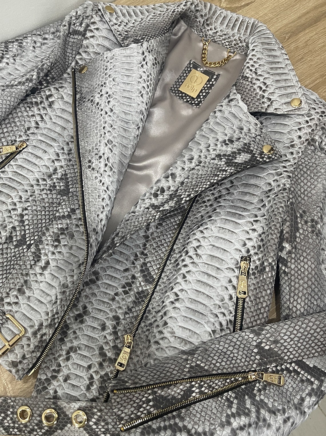 Women's Snakeskin Jacket, Python Leather Jacket, Real Python Leather ...