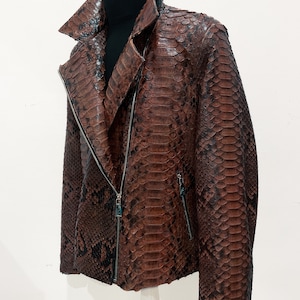 Man’s KING Snakeskin Biker Jacket, Brown Biker Custom Jacketfor Men ...