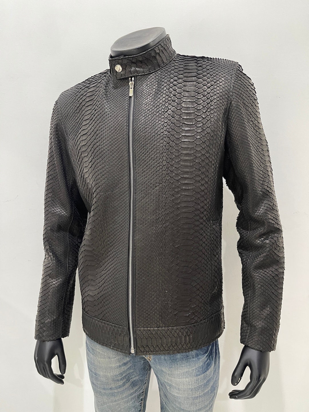 Snakeskin Jacket for Man, Black Python Leather Jacket - Etsy