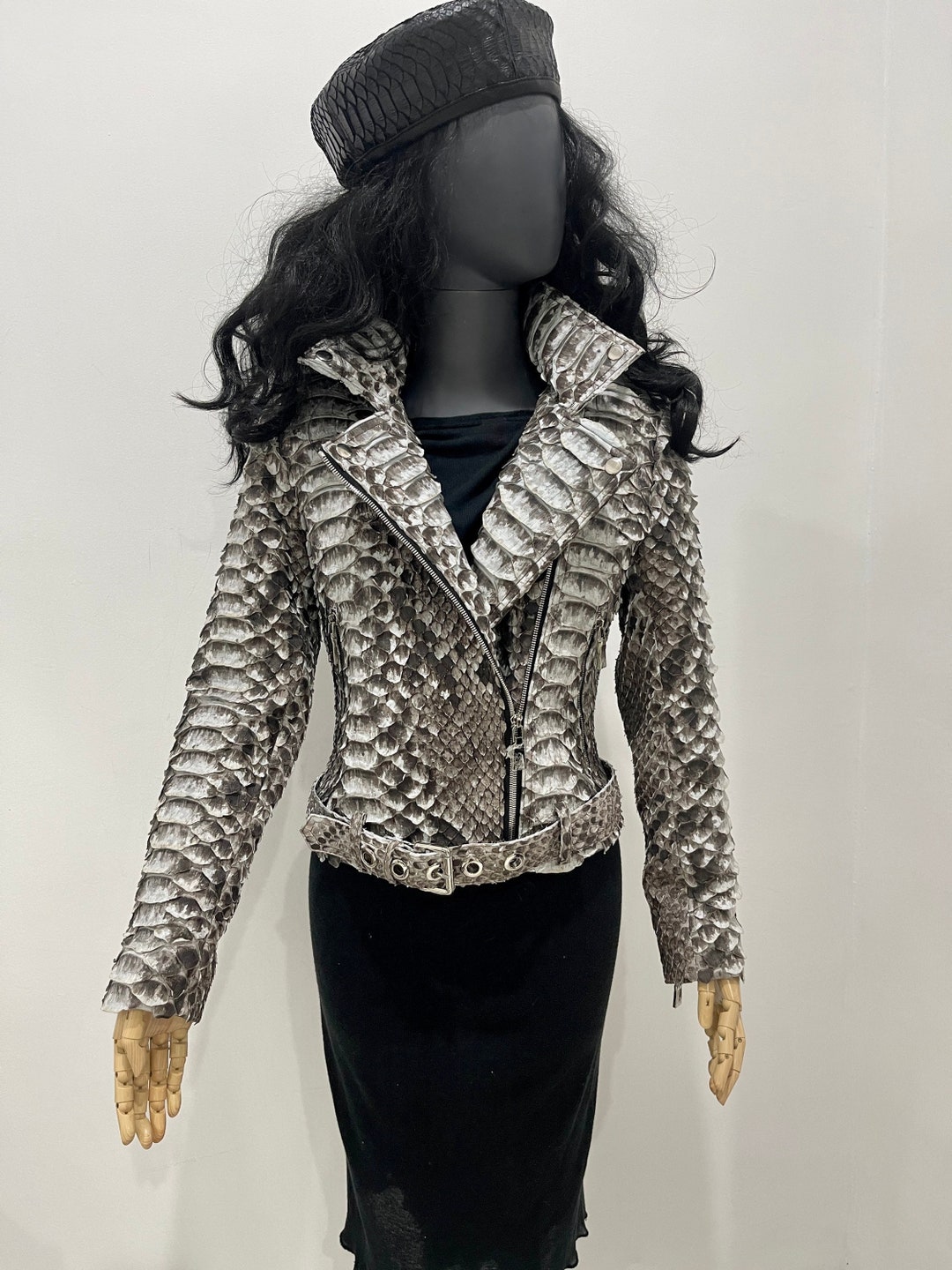 Custom King Python Leather Biker Jacket, Woman's Snakeskin Jacket ...