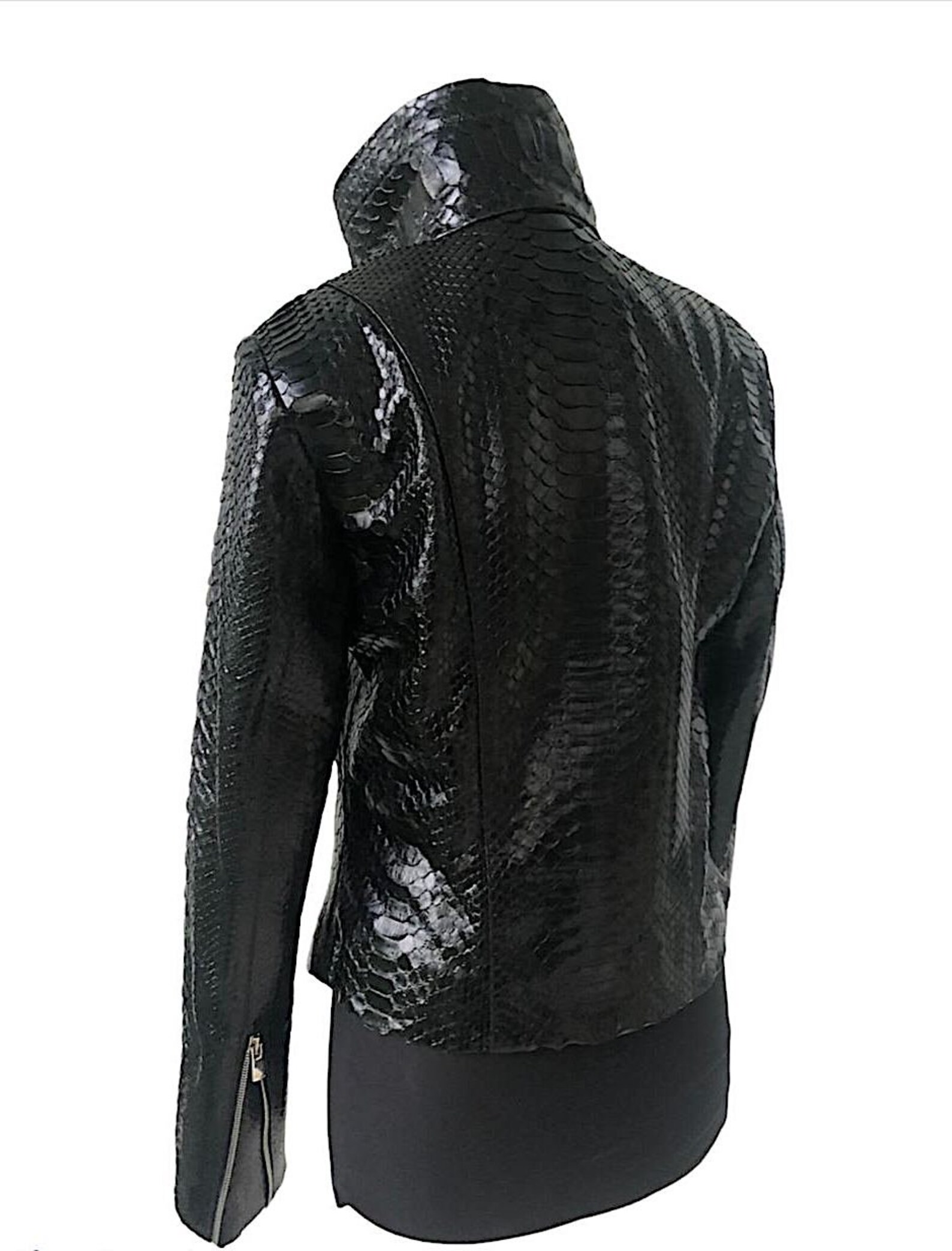 Woman Black Snakeskin Jacket Python Leather Jacket Black - Etsy