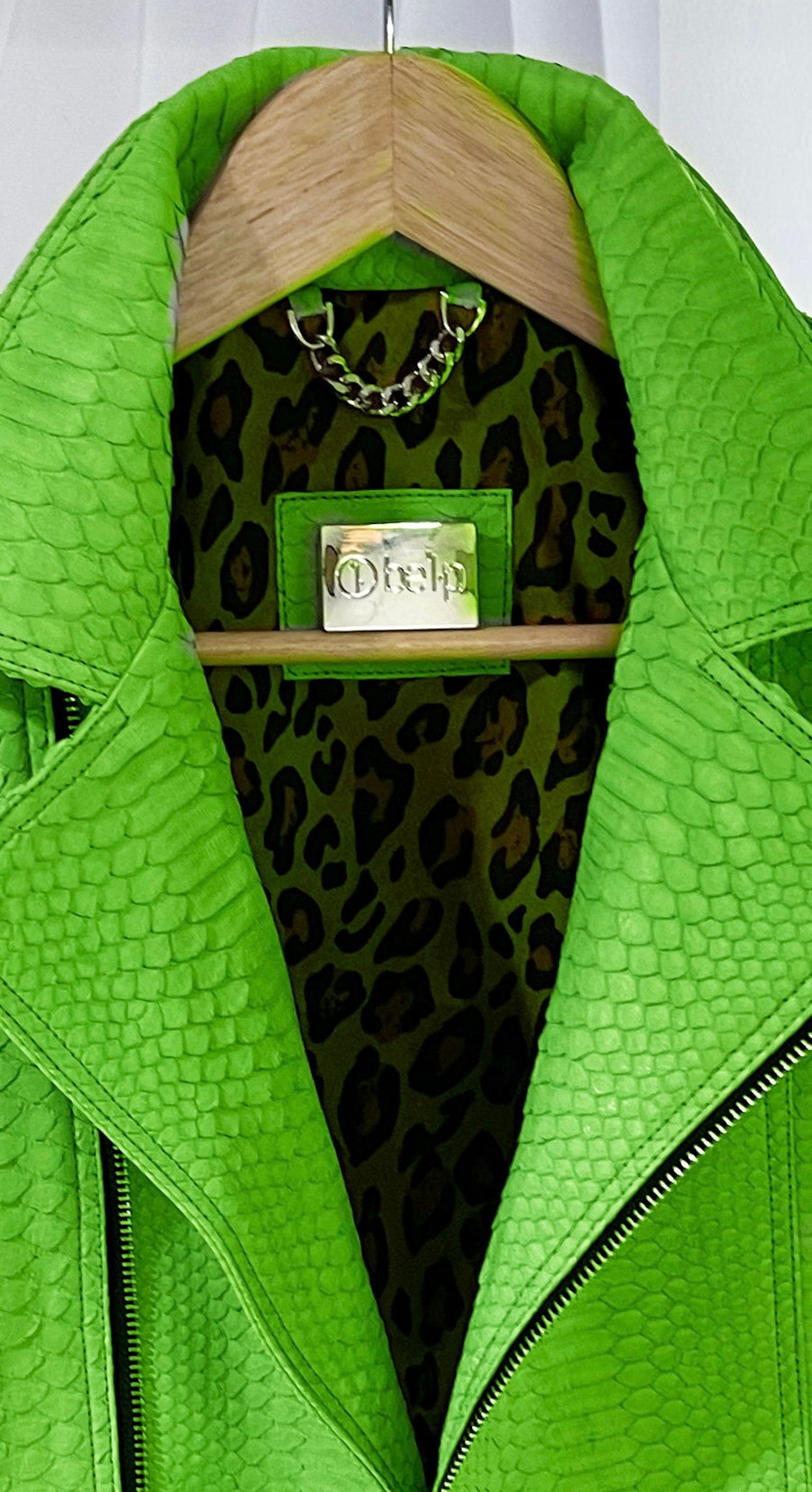 Green Snakeskin Jacket, Women’s Python Leather Jacket , Glossy ...