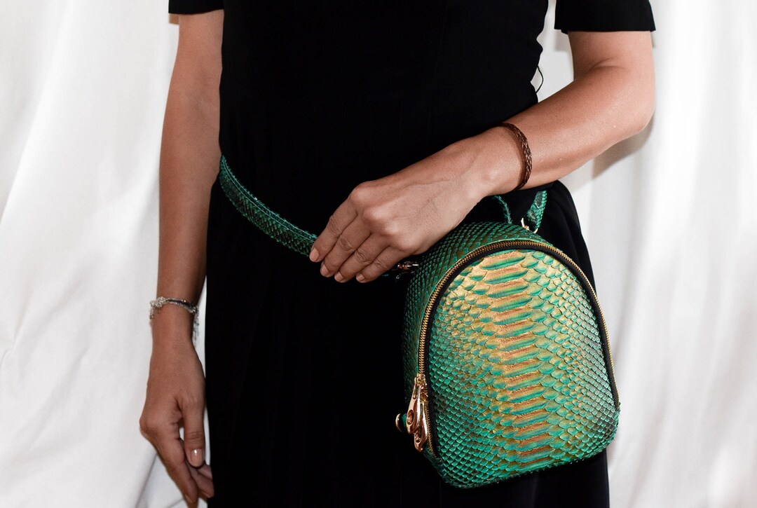 Python Leather Backpack, Snake Skin Crossbody Bag, Snakeskin Leather ...