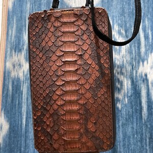 Python Leather Wallet, Brown Snake Leather Wallet, Leather Travel ...