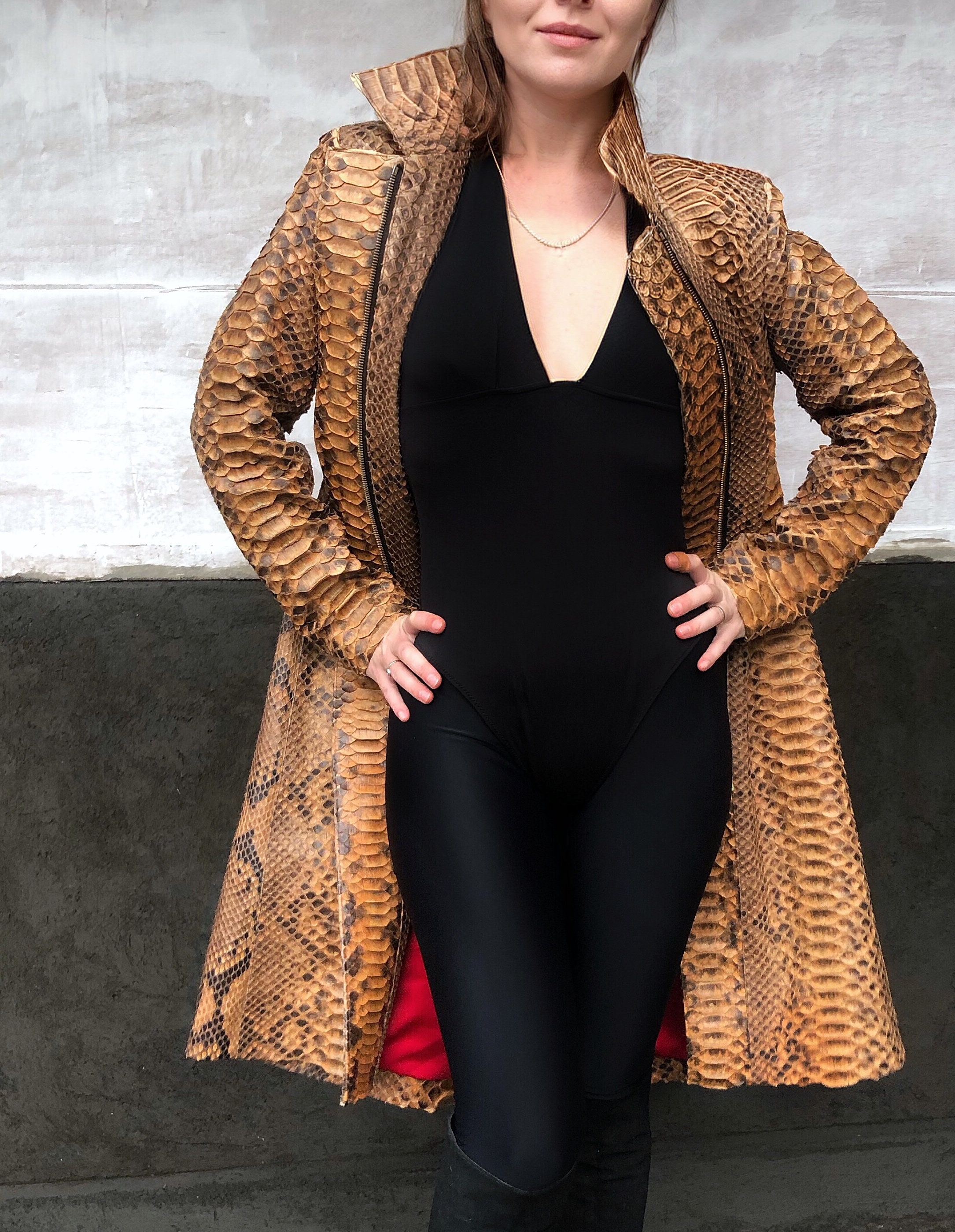 Woman's Dragon Python Coat Brown Snakeskin Coat Long - Etsy