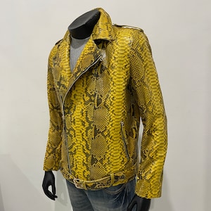 Custom Man’s Snakeskin Biker Jacket, Motor Python Leather Jacket ...