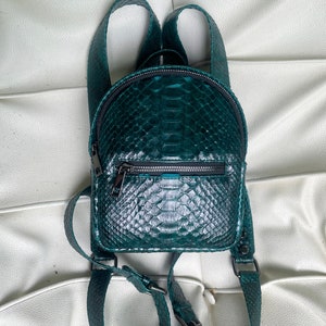 Python Leather Backpack, Snakeskin Backpack, Geen Leather Rucksack, Custom Leather Backpack - Etsy