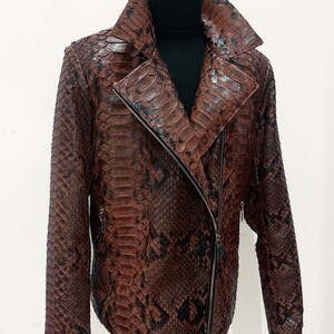 Man’s KING Snakeskin Biker Jacket, Brown Biker Custom Jacketfor Men ...