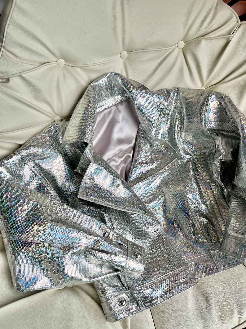 Custom Python Leather Jacket Holographic Leather Jacket - Etsy