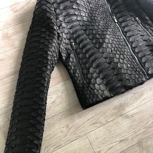 Custom King Python Leather Jacket, Woman’s Biker Snakeskin Jacket ...