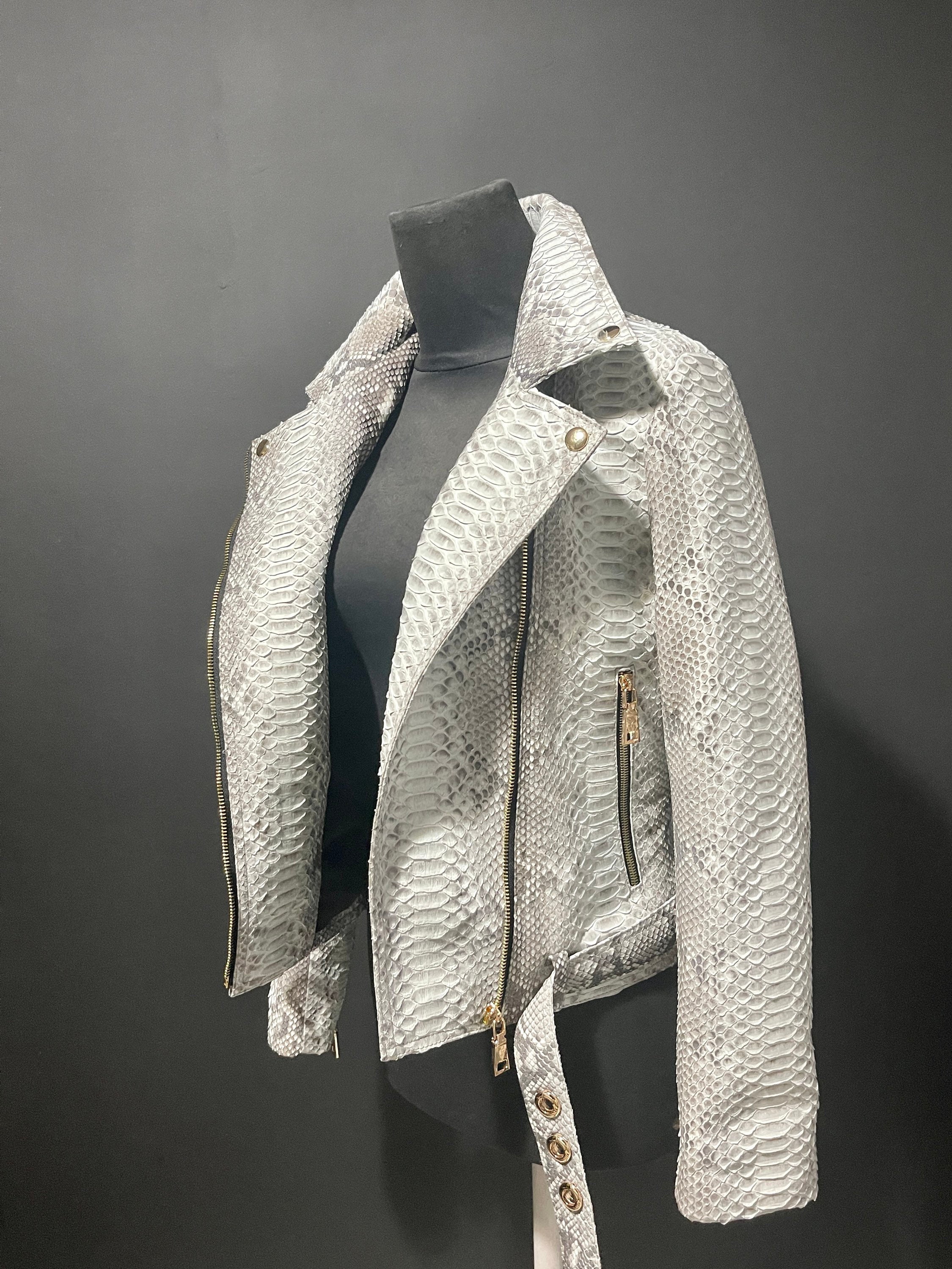 Women's Snakeskin Jacket, Python Leather Jacket, Real Python Leather ...