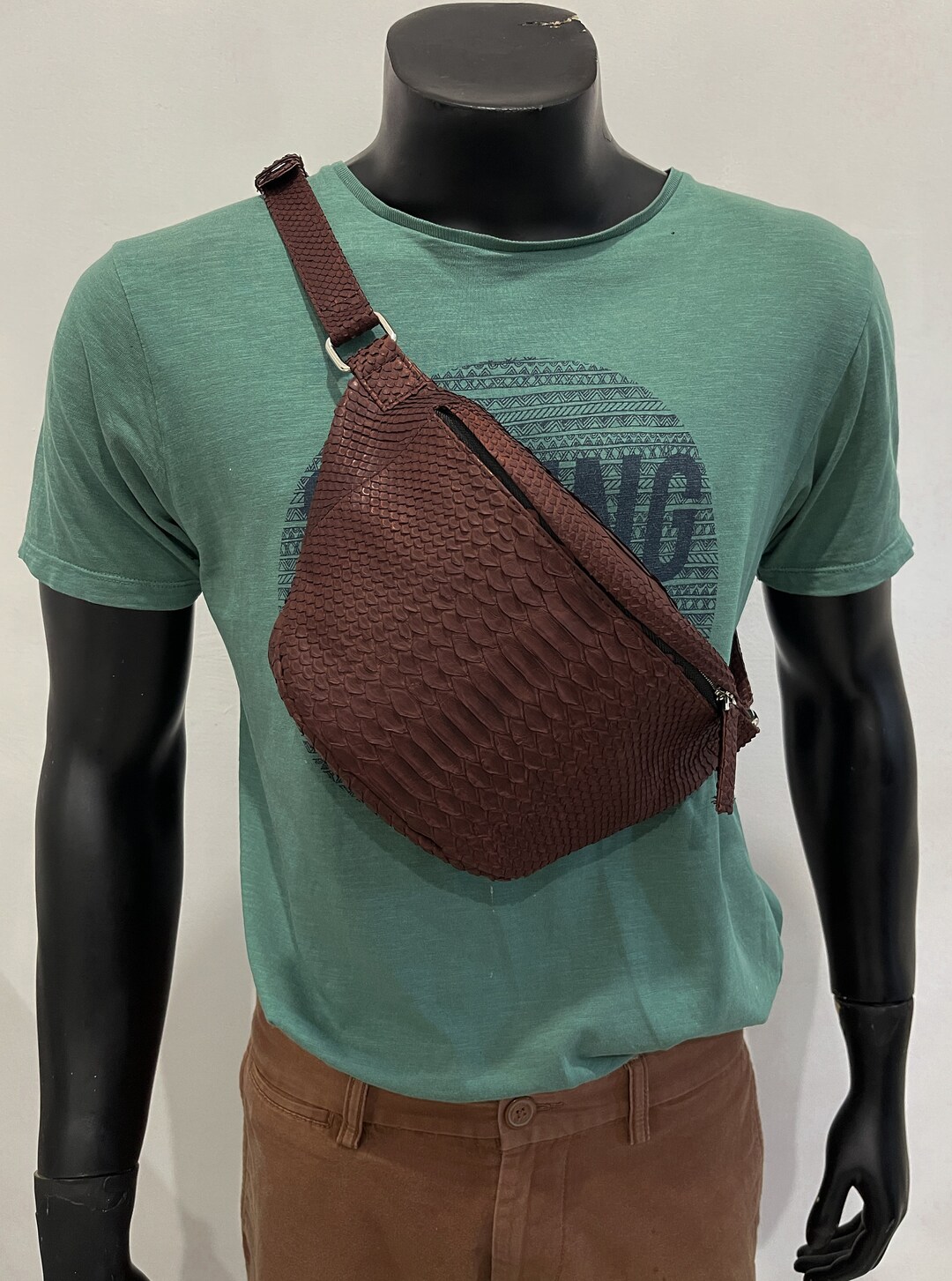 Snakeskin Unisex Fanny Pack, Python Leather Waist Bag, Snakeskin Belt Bag, Leather Hip Pouch ...