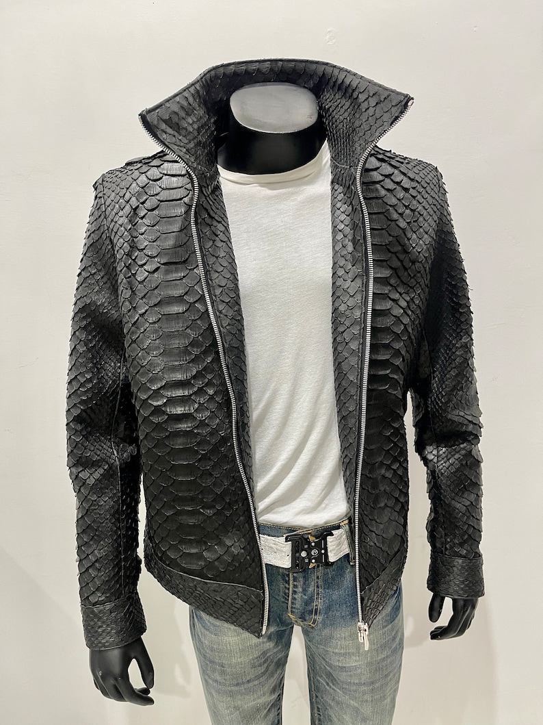 Men's KING Snakeskin Jacket Black Python Leather Jacket - Etsy
