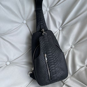 Snakeskin Backpack, Unisex Python Leather Backpack, Leather Rucksack ...