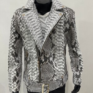 Man's Custom Biker Jackеt, King Snakeskin Python Leather Motorcycle ...