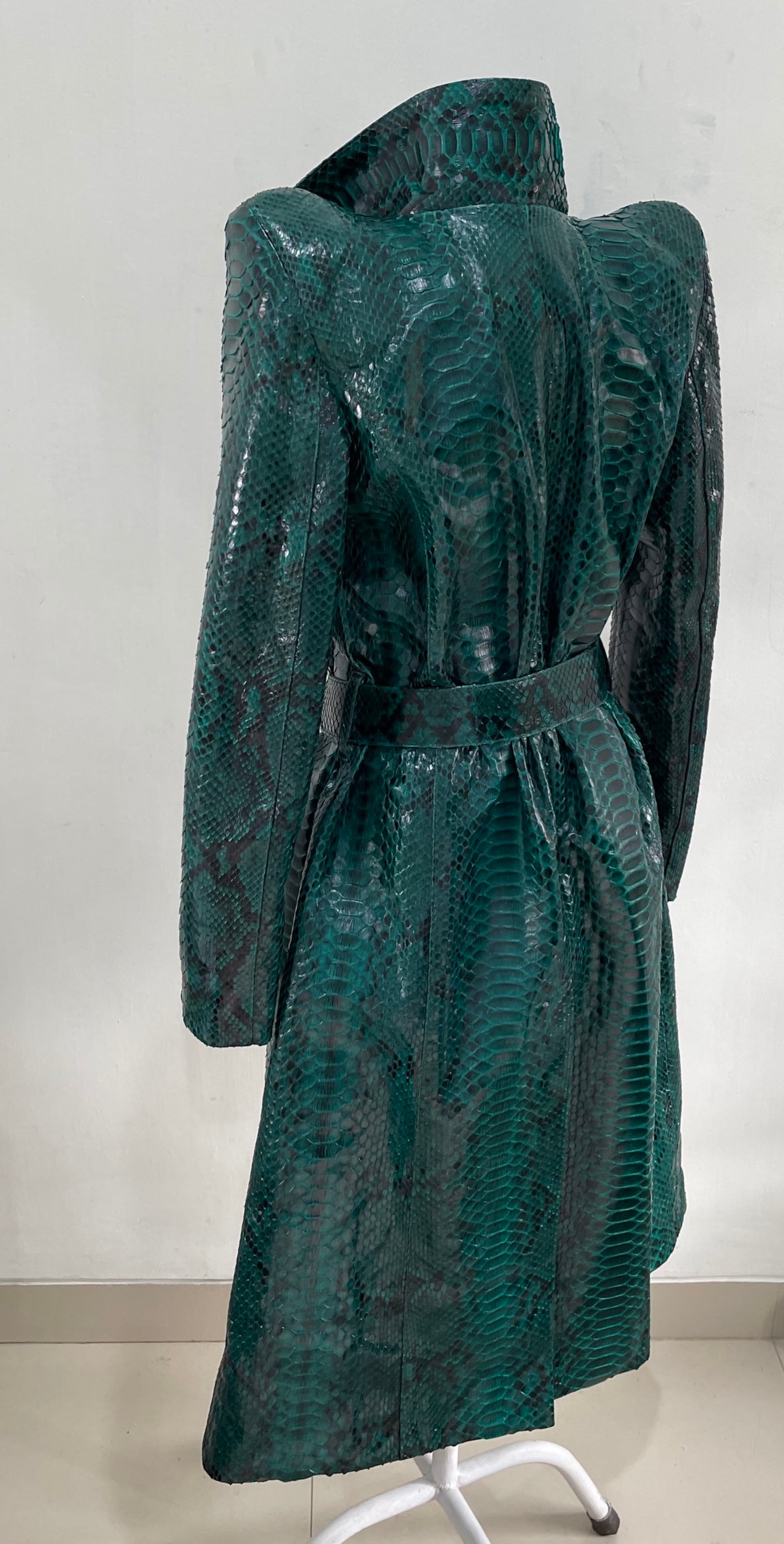 Snakeskin Long Womens Coat Long Python Leather Trench - Etsy