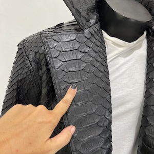 Man's KING Snakeskin Biker Jacket, Black Python Leather Jacket for Men ...