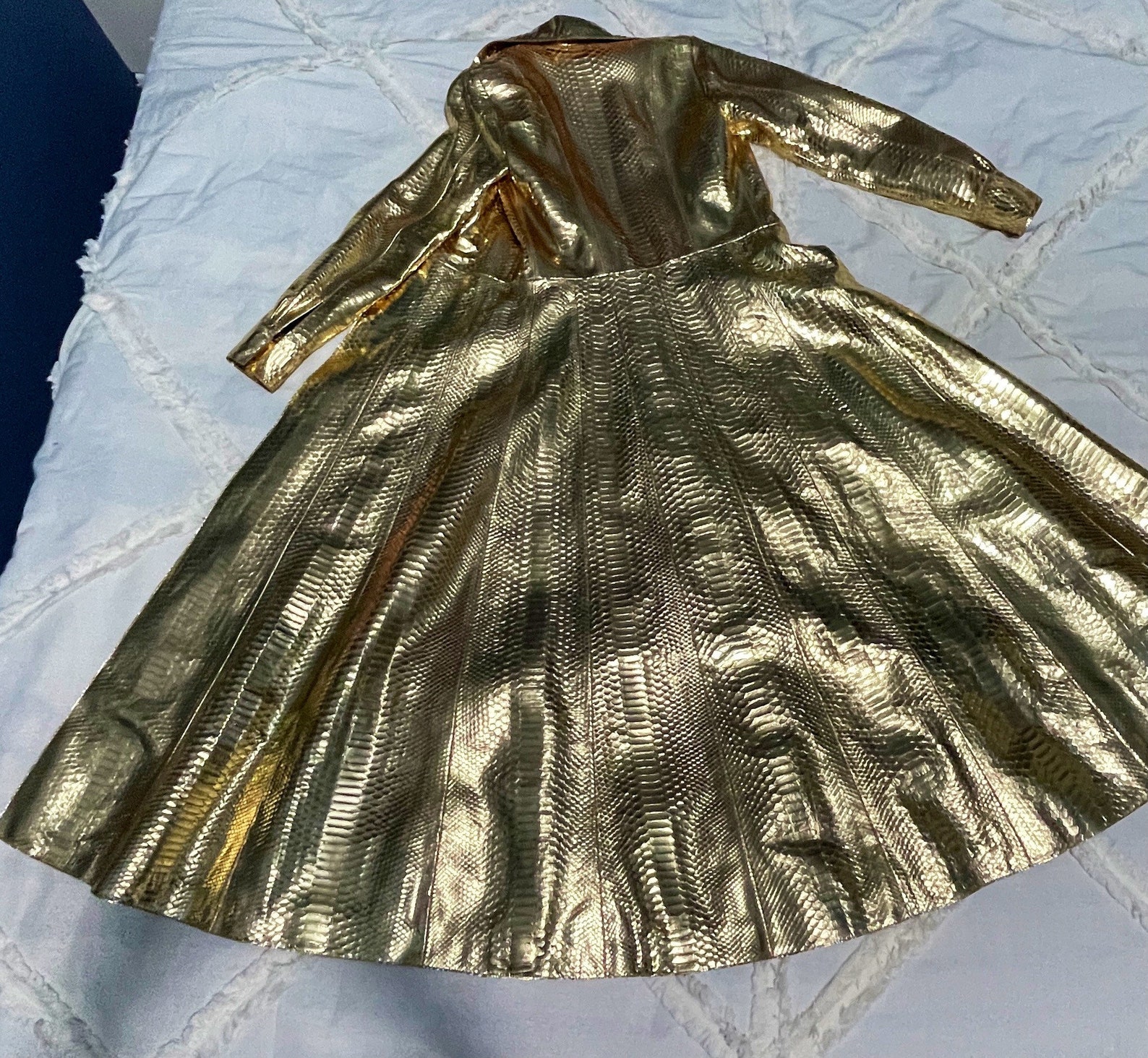 Womans Golden Snakeskin Coat, Python Leather Coat, Golden Python ...