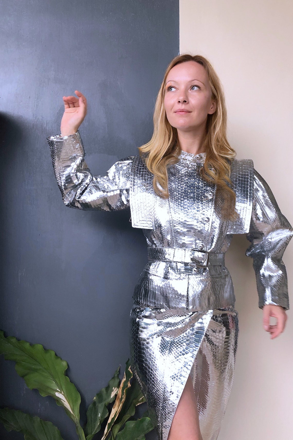 Silver Snakeskin Jacket /vest Python Leather Jacket - Etsy