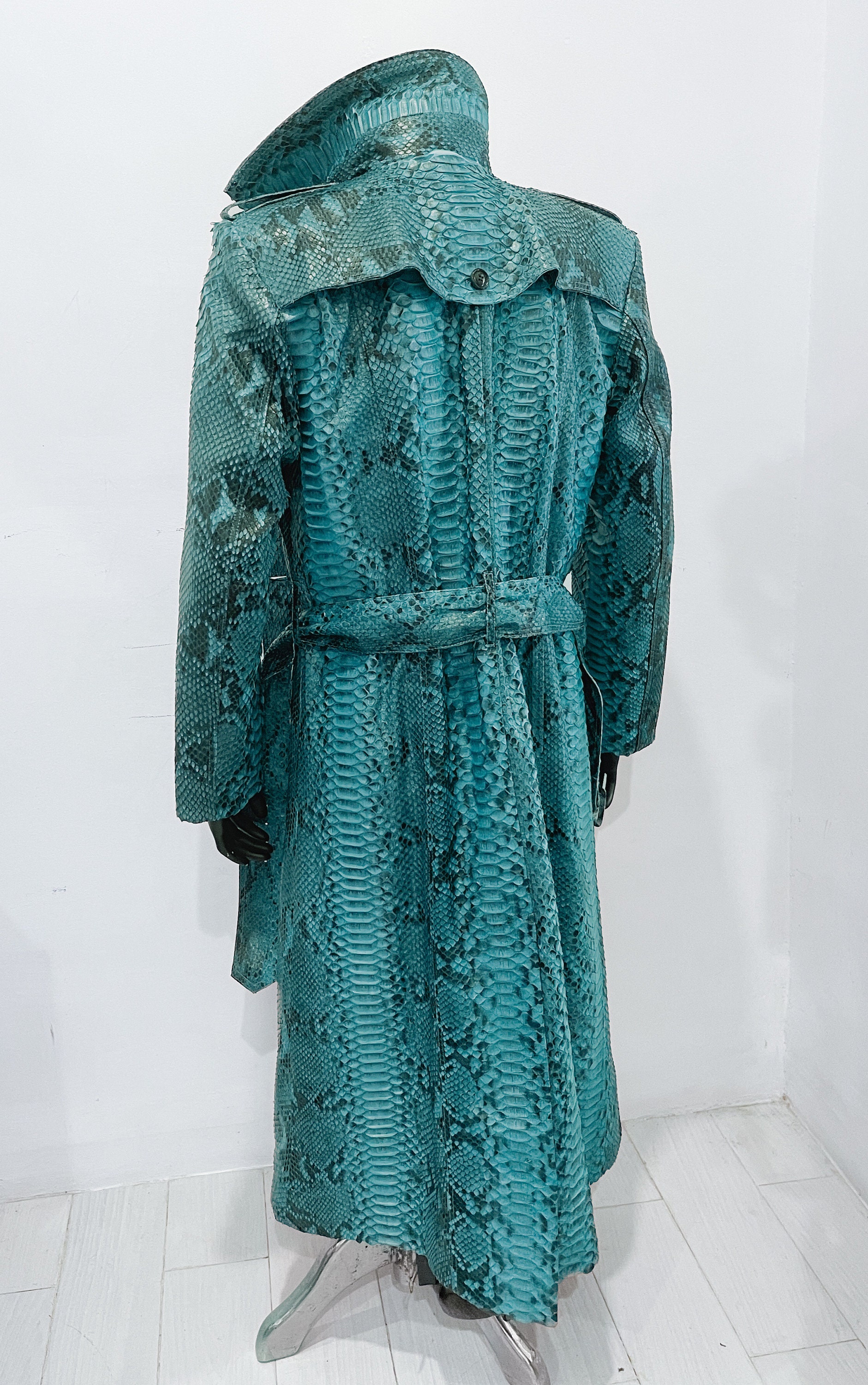 Men’s Snakeskin Trench Coat, Dragon Python Leather Men’s Coat, Men’s ...