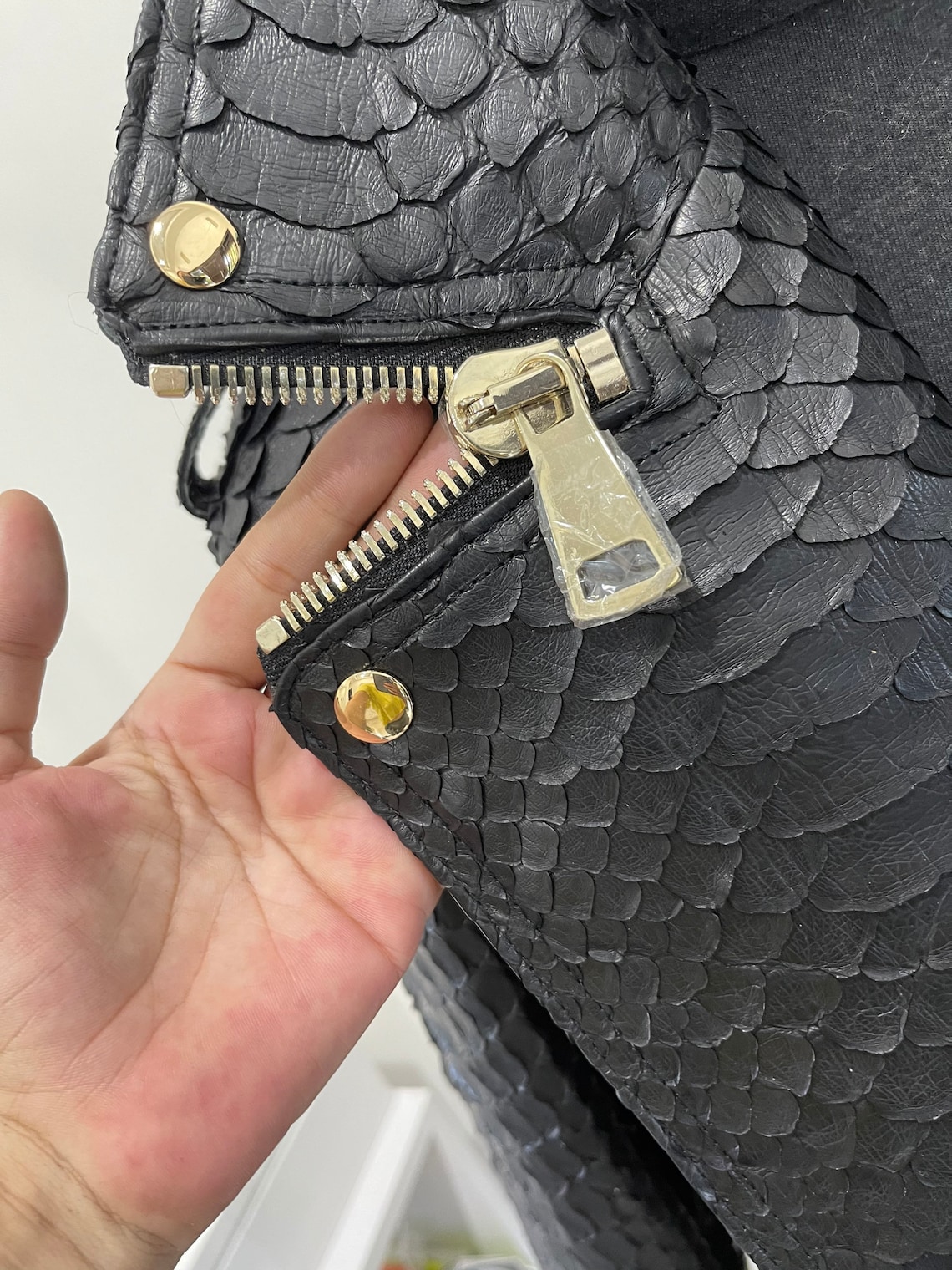 Man's Snakeskin Biker Jacket Black King Python Leather - Etsy