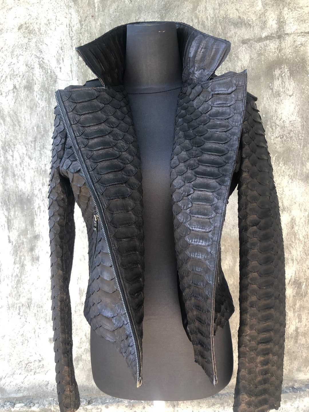 King Python Leather Jacket, Women's Snakeskin Jacket, Dragon Python ...