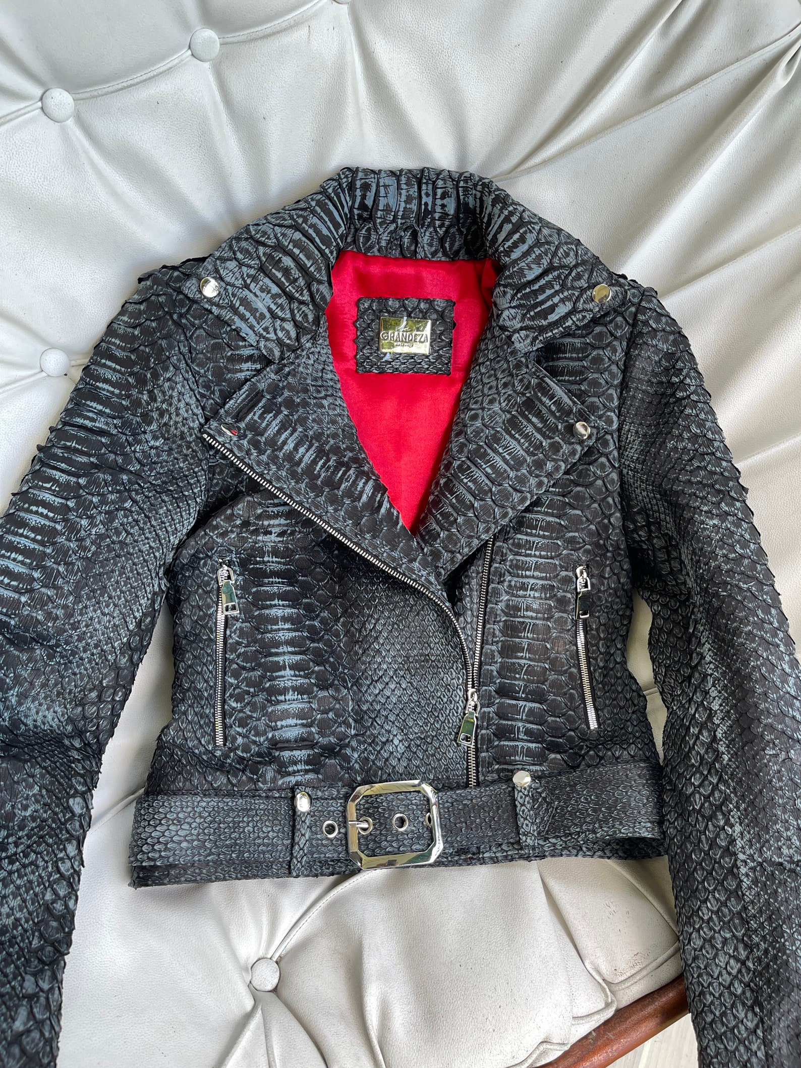 Dragon Snakeskin Biker Jacket Women's Python Leather - Etsy