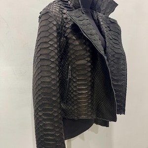 Custom King Python Leather Jacket, Woman’s Biker Snakeskin Jacket ...