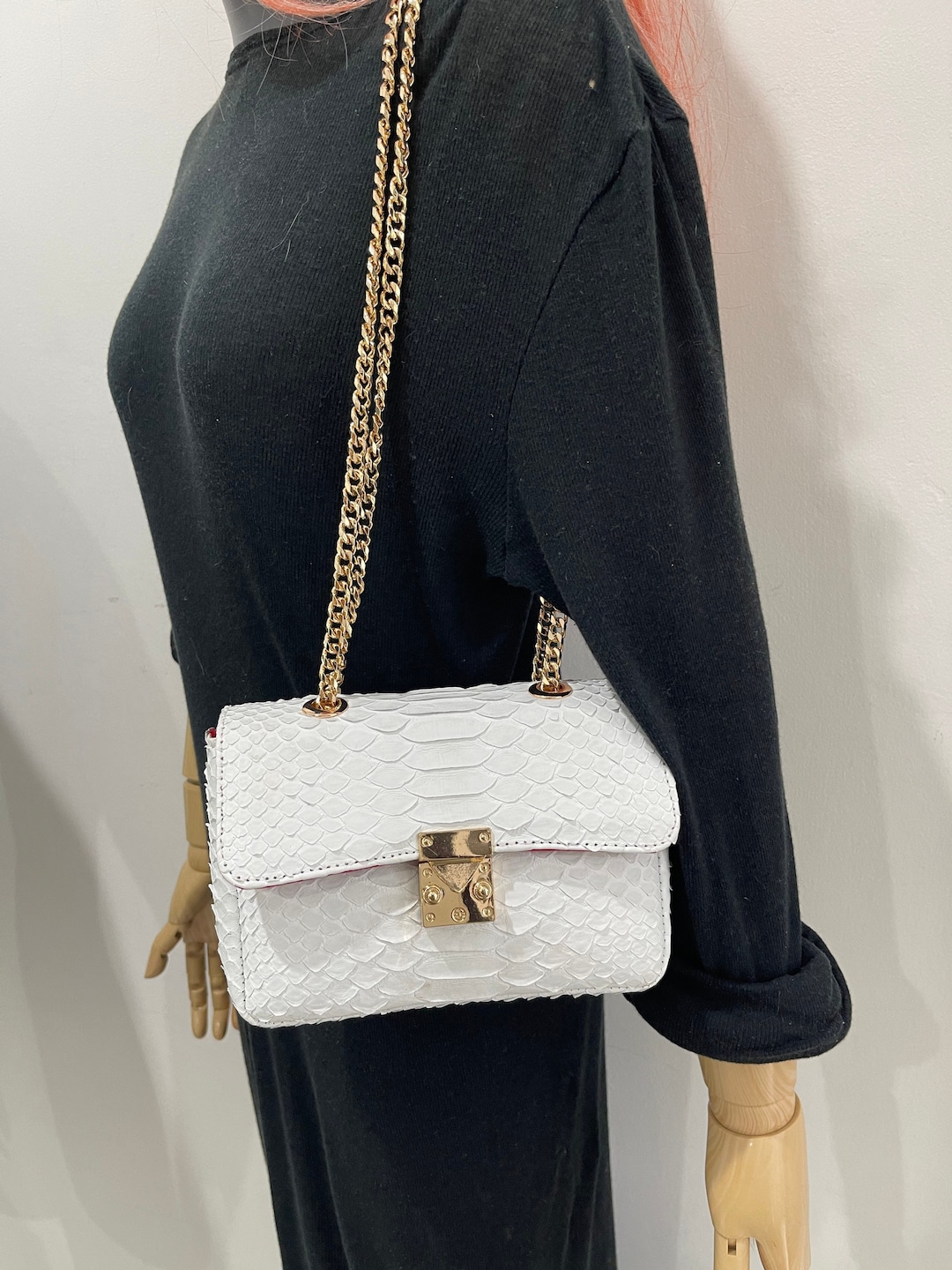 Snakeskin Crossbody Bag, Real Python Leather Bag, Python Purse, Petty ...