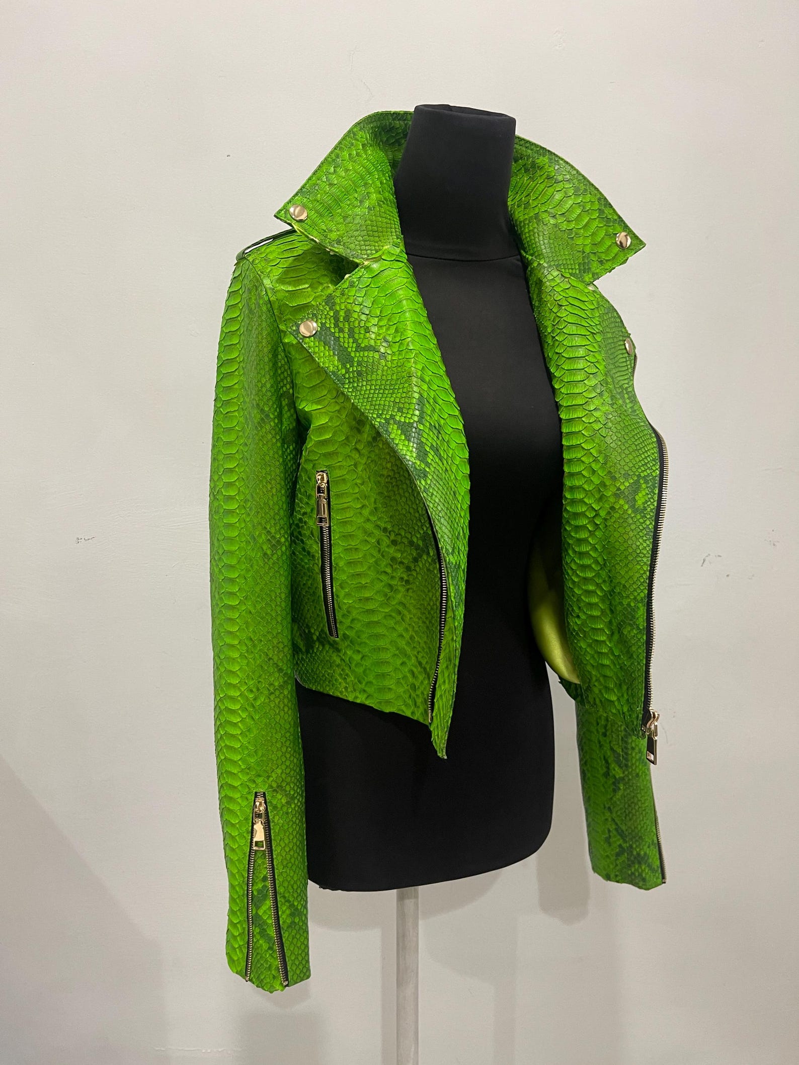 Women's Snakeskin Jacket, Green Python Leather Jacket, Green Snakeskin ...