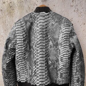 Man’s KING Snakeskin Bomber Jacket, Custom Jacket for Men, Dragon Python Leather Jacket, Leather ...