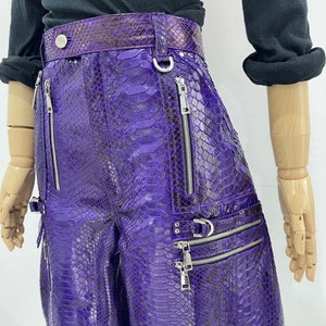 Python Leather Pants, Snakeskin Culottes Pants, Leather Cullottes ...