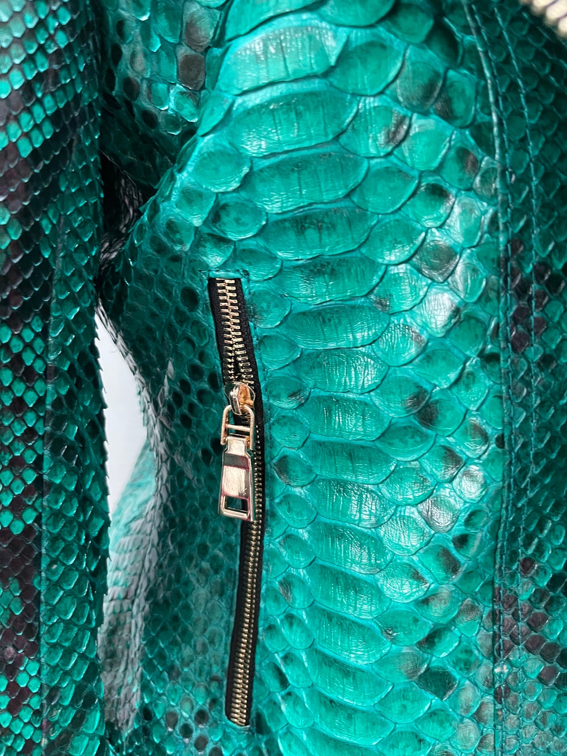 Green Snakeskin Jacket Womens Python Leather Jacket Glossy - Etsy