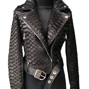 Woman's Snakeskin Biker Jacket | King Python Leather Jacket | Dragon ...