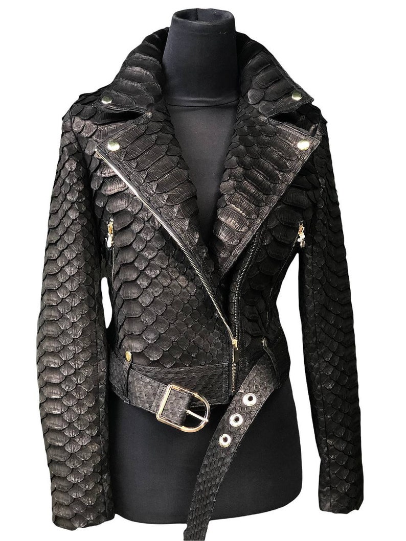 Woman's Snakeskin Biker Jacket King Python Leather - Etsy
