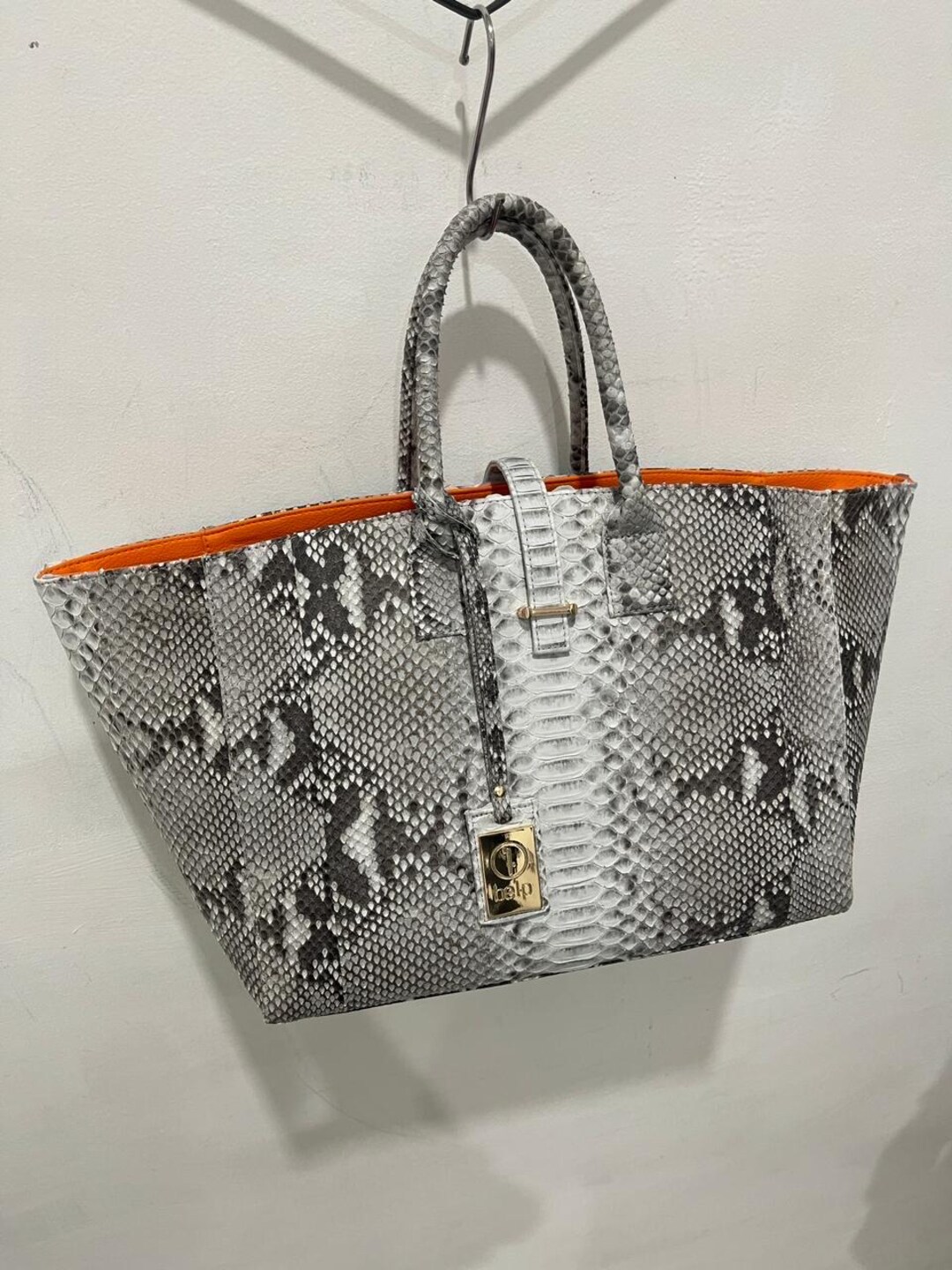 Woman’s Python Leather Tote Bag, Snakeskin Shopper Bag, Large Leather ...
