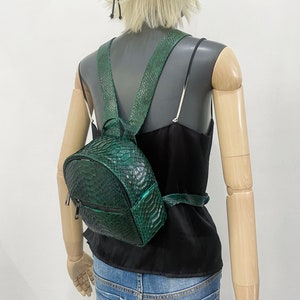 Python Leather Backpack, Snakeskin Backpack, Geen Leather Rucksack ...