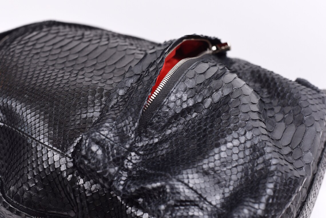 Snakeskin Backpack Unisex Black Python Leather Backpack | Etsy