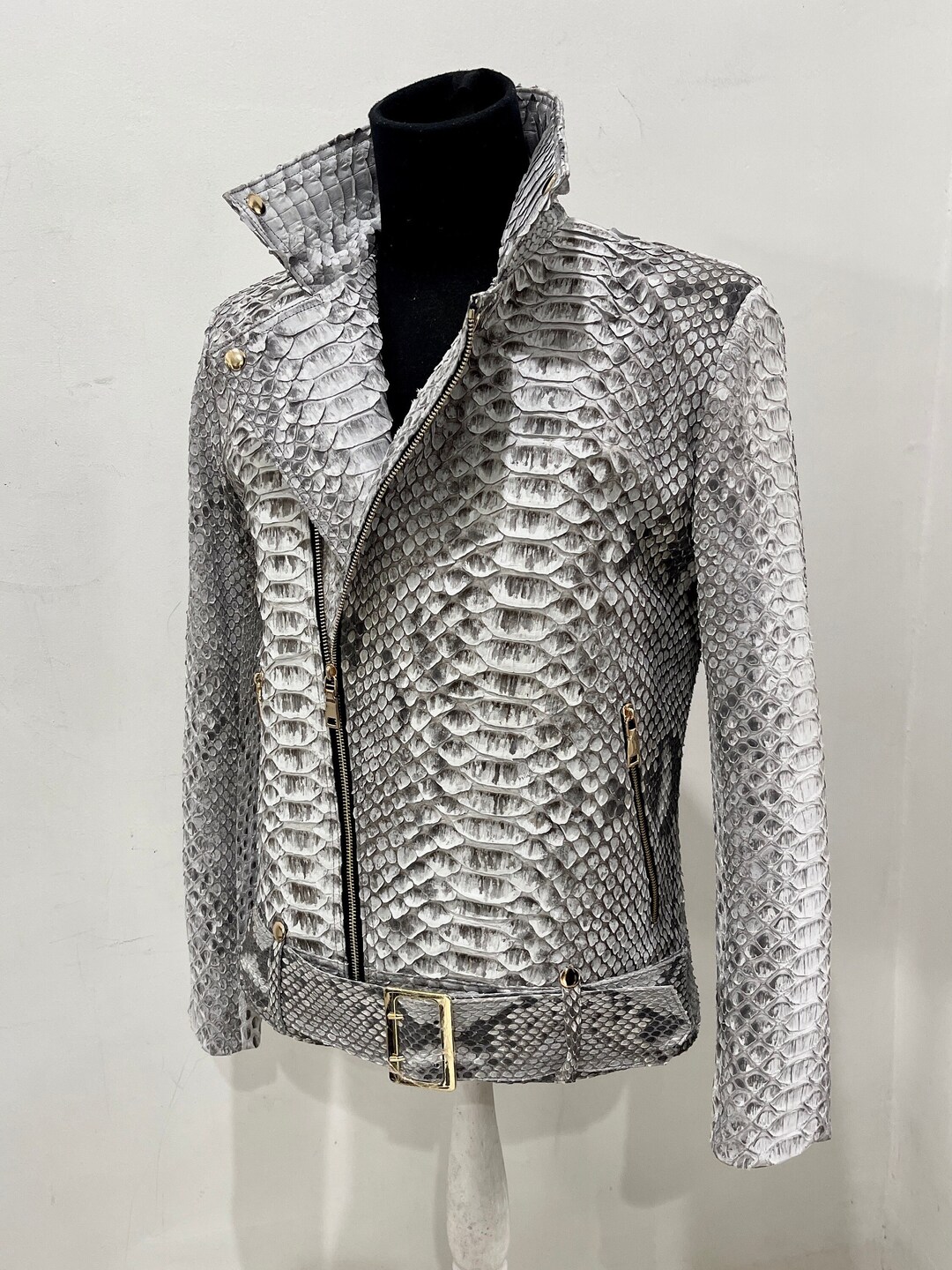 Man's Custom Biker Jackеt, King Snakeskin Python Leather Motorcycle ...