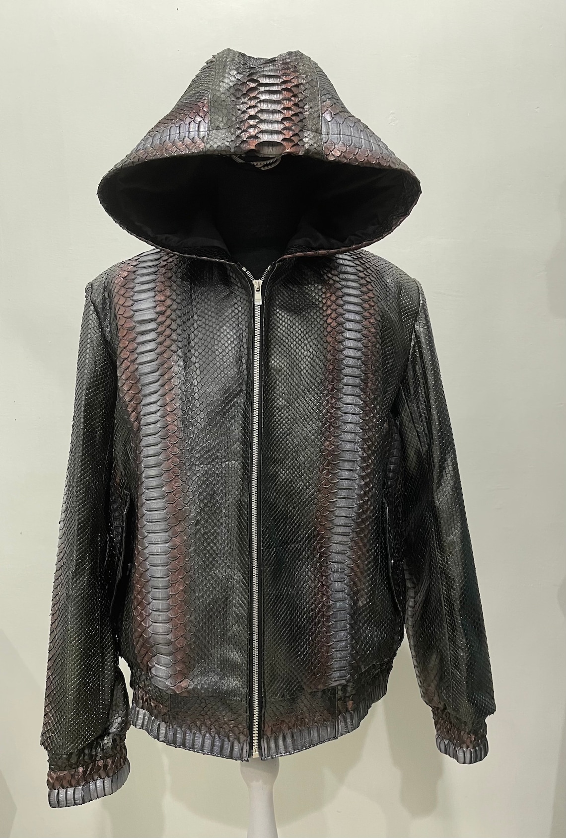 Snakeskin Jacket Python Leather Jacket Hodded Leather Jacket - Etsy