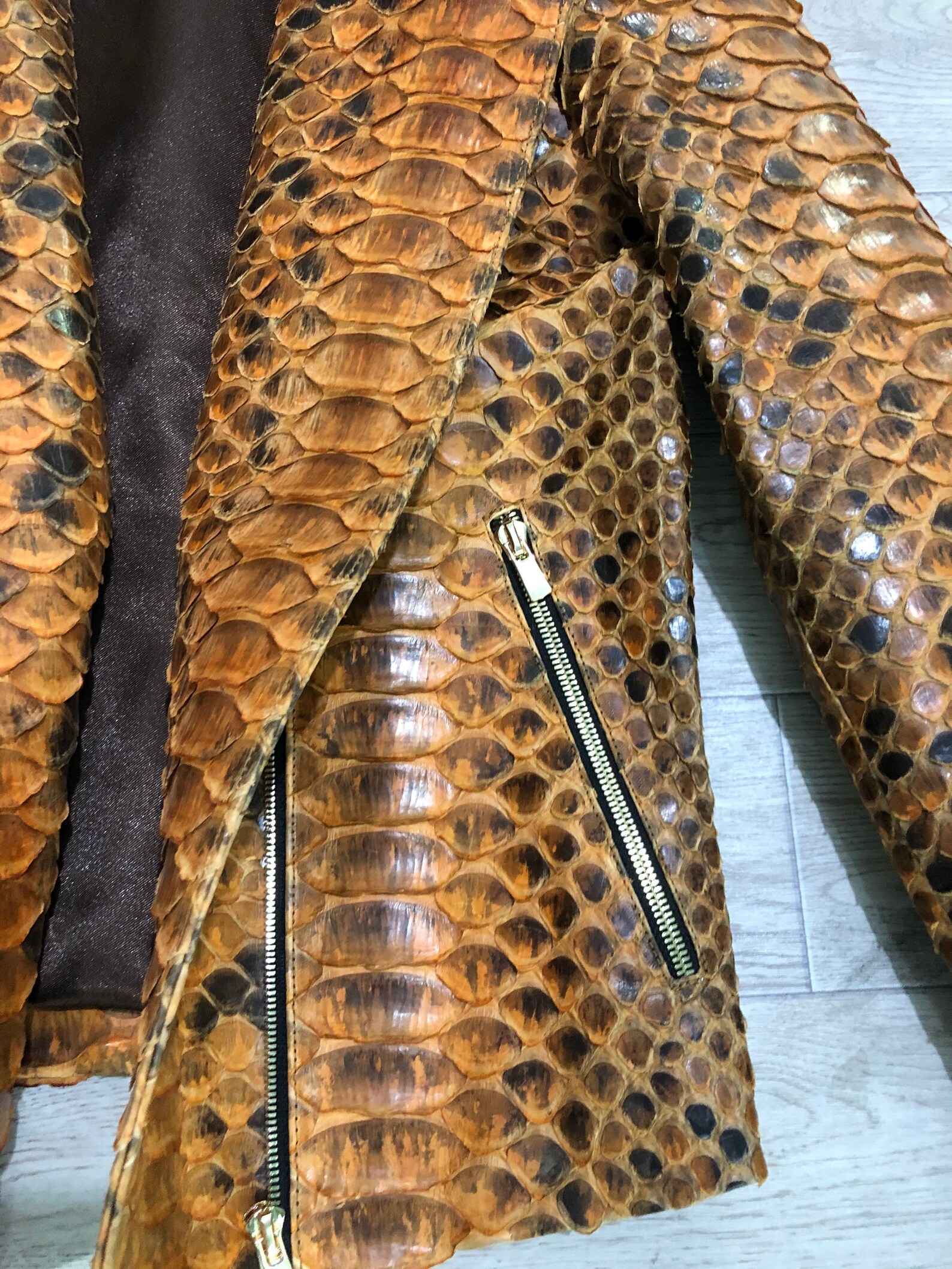 King python leather jacket Snakeskin jacket Dragon python | Etsy