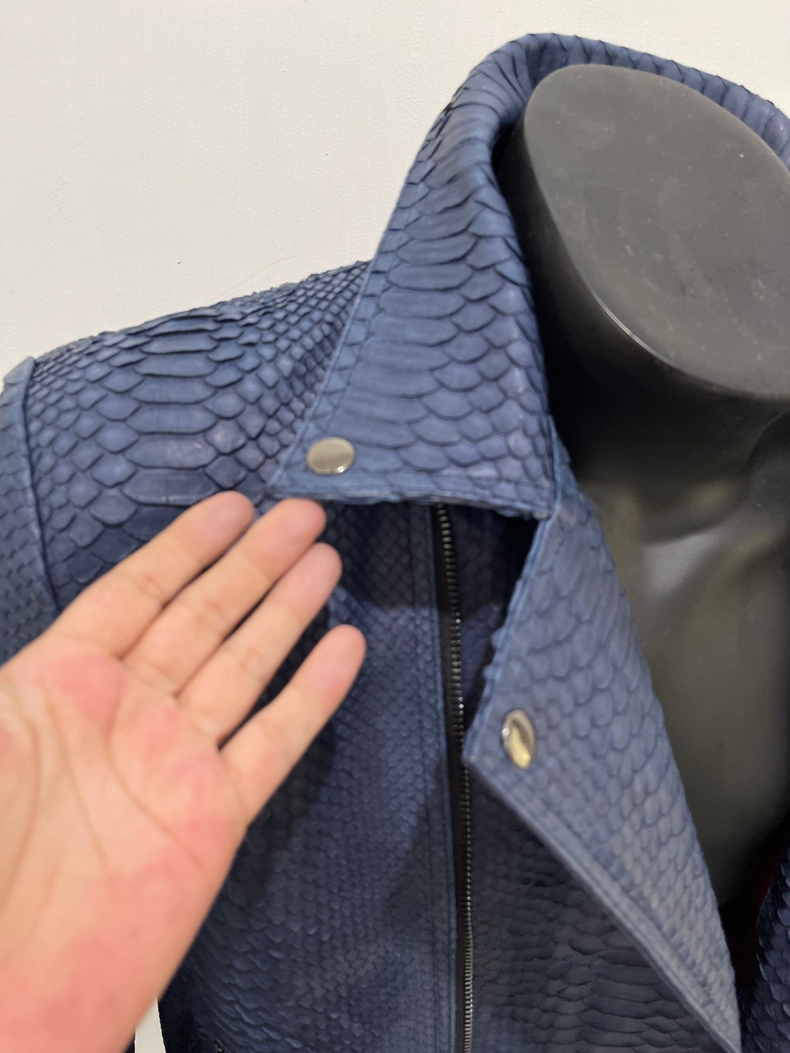 Man's Biker Snakeskin Jacket Blue Python Moto Leather | Etsy