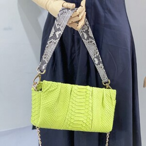 Green Snakeskin Crossbody Bag Emerald Python Leather Bag Green Leather ...