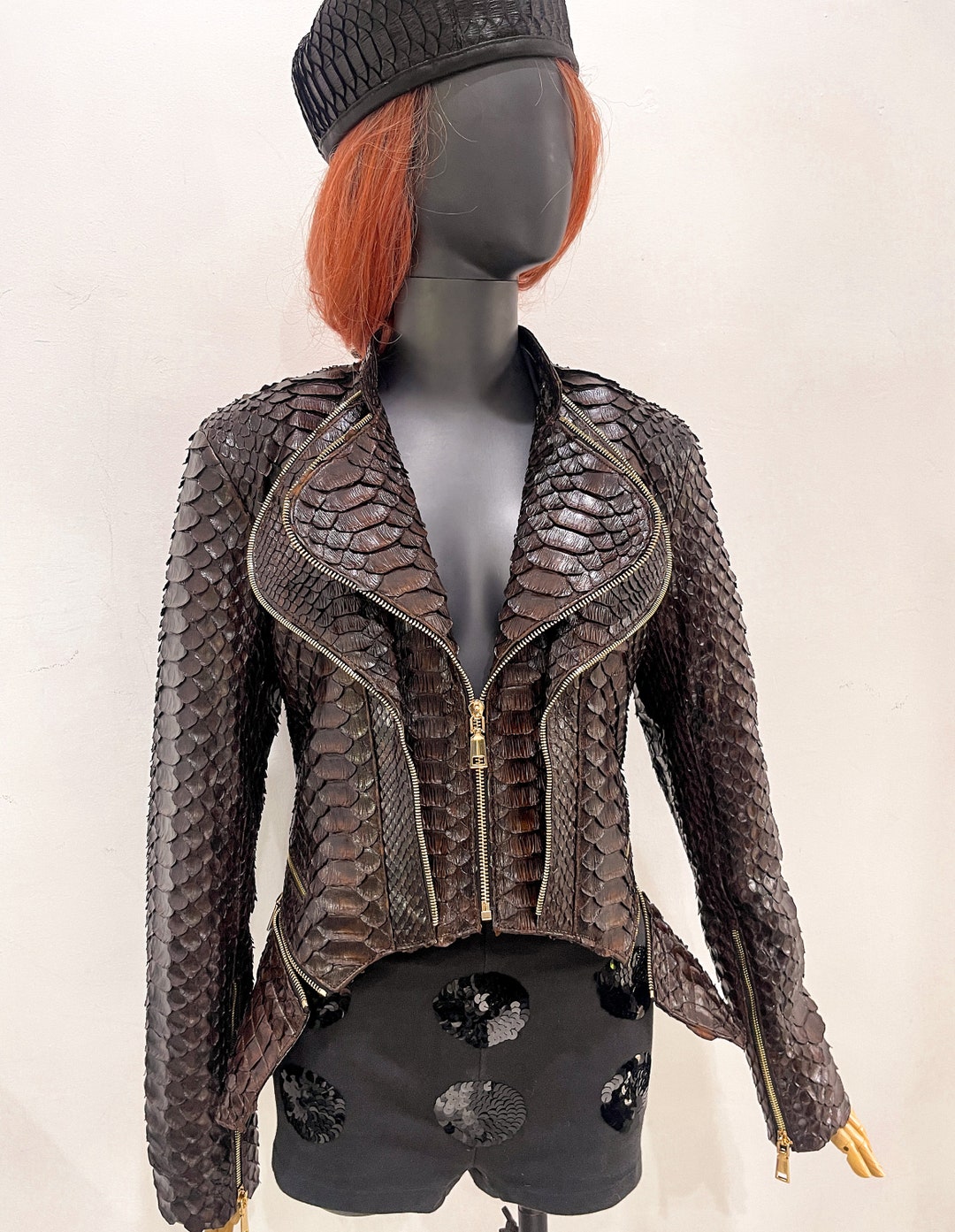 Custom Python Leather Biker Jacket, Leather Jacket for Women, Dragon ...