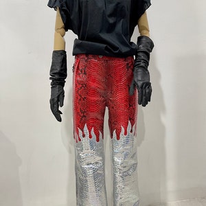 Python Leather Pants, Snakeskin Pants, Red Leather Pants, Real Python ...
