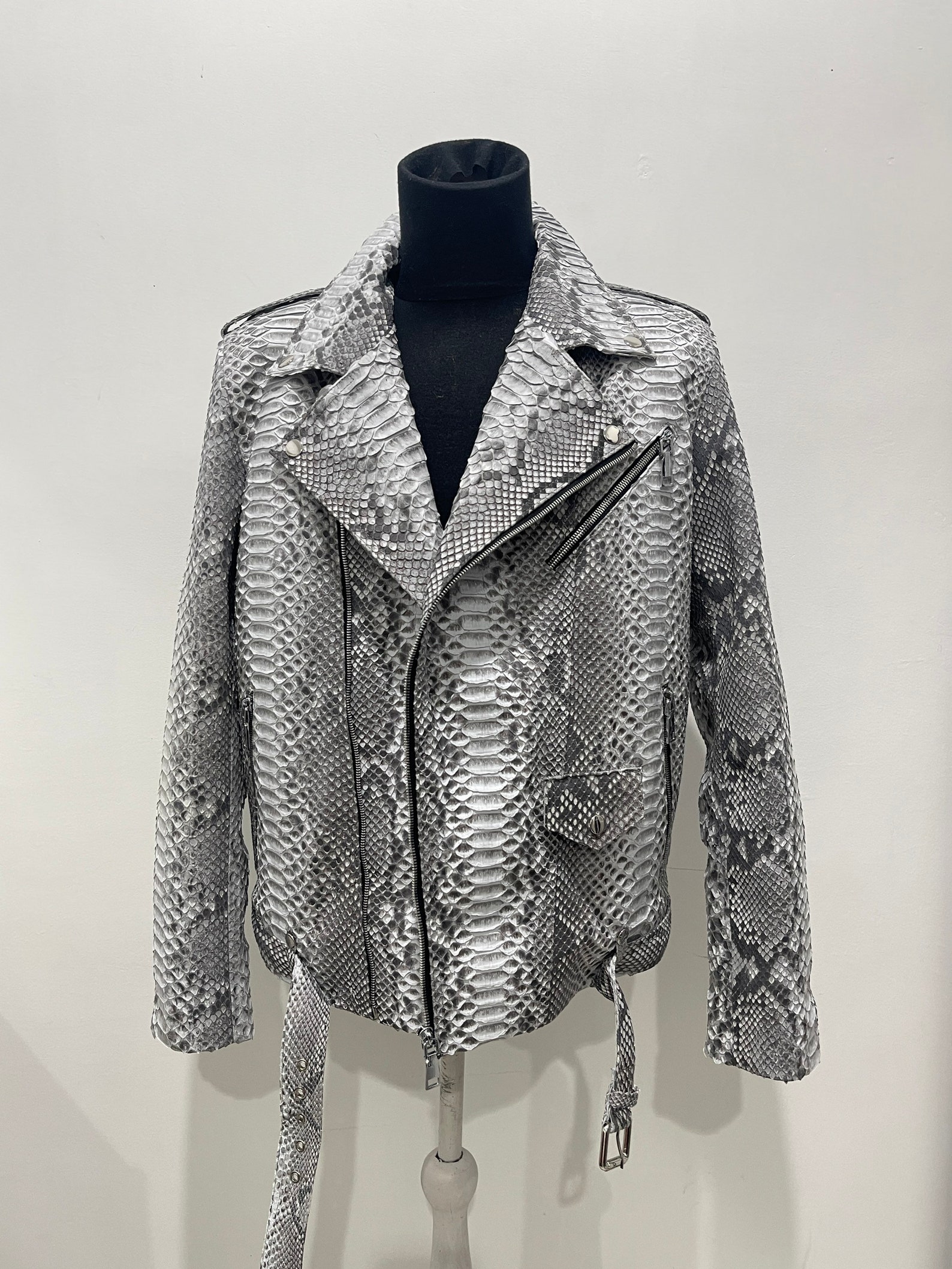 Man's Snakeskin Biker Jacket Python Leather Moto Jacket - Etsy