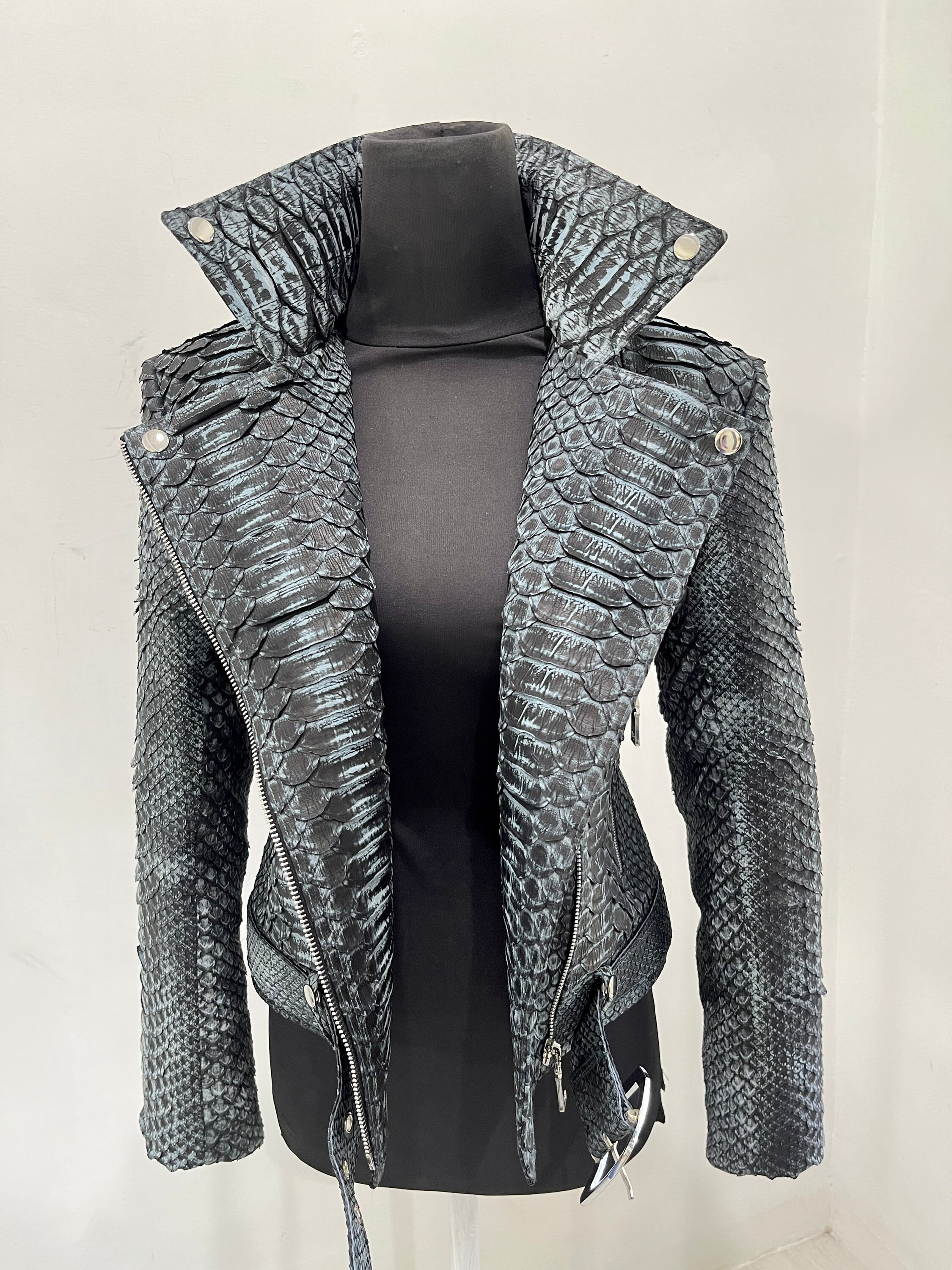Dragon Snakeskin Biker Jacket Women's Python Leather - Etsy
