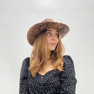 Snakeskin Hat, Python Leather Cowboy Hat, Leather Cap, Python Leather ...